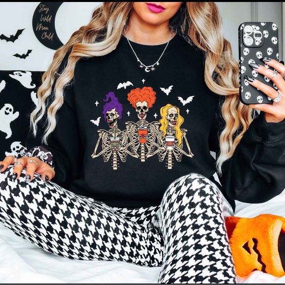 Gildan | Sweaters | Hocus Pocus Skeleton Crewneck | Poshmark